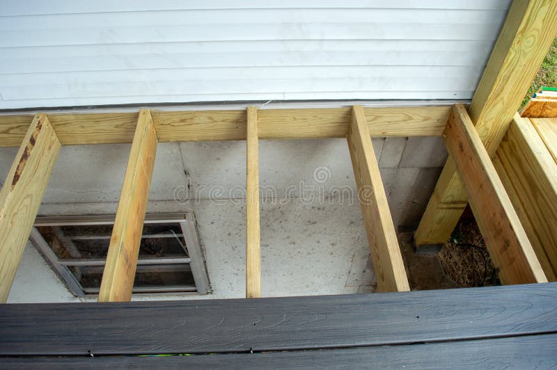The Basement Wall is Visible Below the New Deck Stock Image - Image of ...