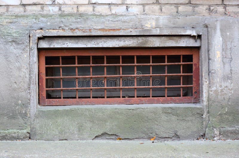 Basement Window with a Metal Barrier Stock Image - Image of barrier ...