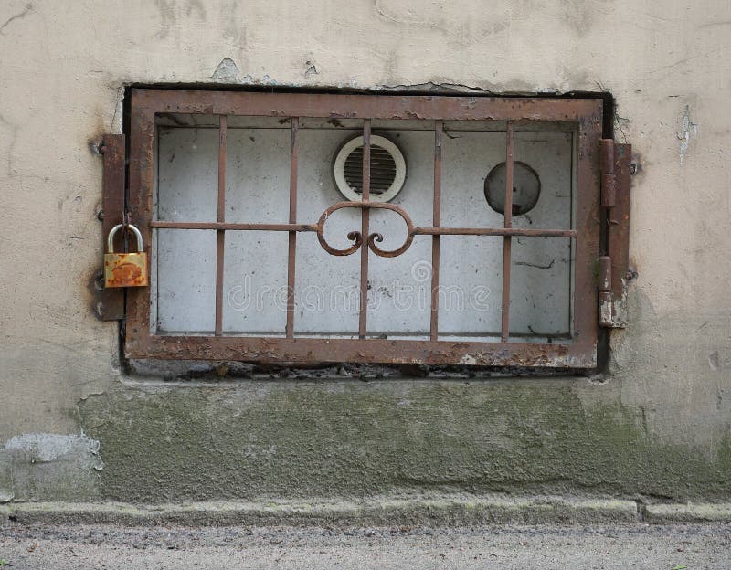 Basement Window with a Metal Barrier Stock Photo - Image of design ...