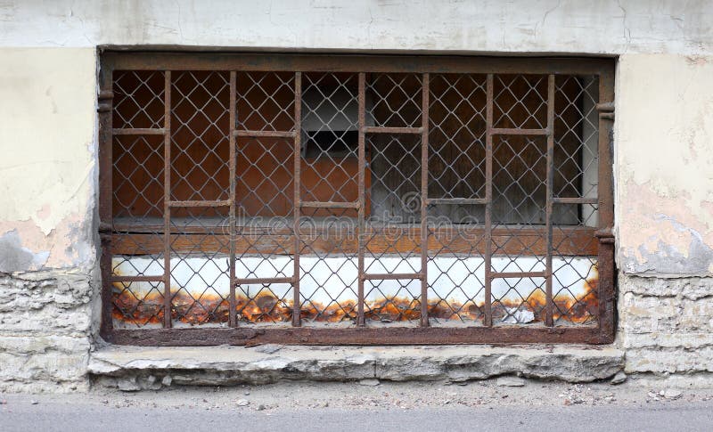 Basement Window with a Metal Barrier Stock Photo - Image of ornate ...