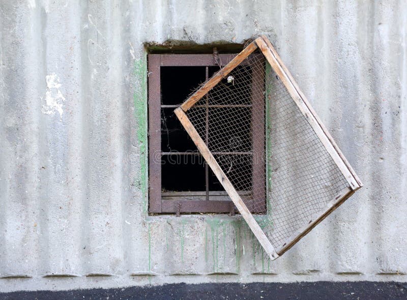 Basement Window with a Metal Barrier Stock Photo - Image of detail ...