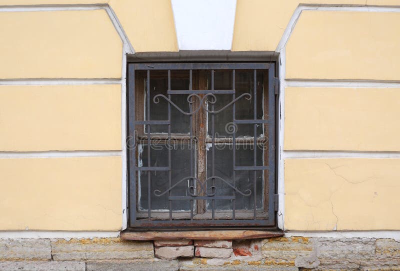 Basement Window with a Metal Barrier Stock Image - Image of metal ...