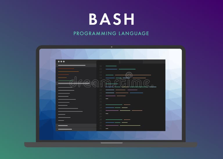 Bash programming language stock vector. Illustration of flat - 139650444