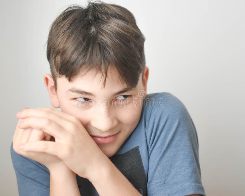 A Bashful, Shy, Introverted Boy Feeling Scared Stock Image - Image of ...