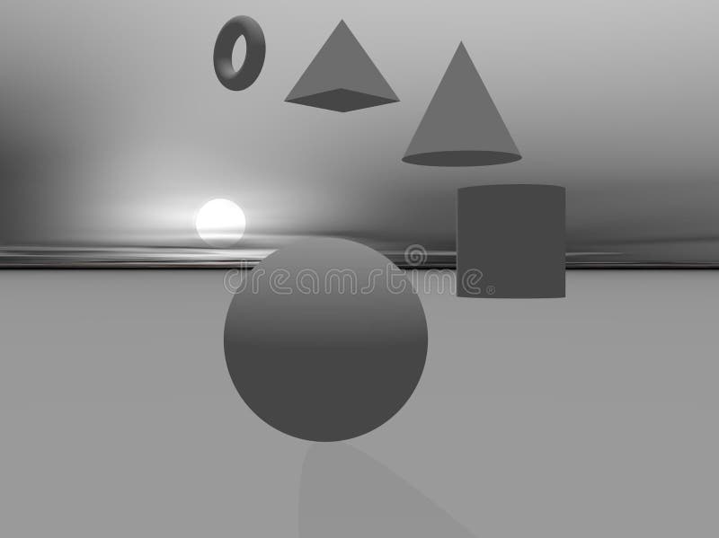 Basic 3D Shapes Falling from Sky Stock Illustration - Illustration of ...