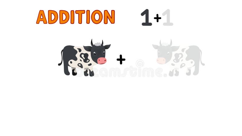 Basic Addition, Equation 2 + 1 Stock Video - Video of kids, cows: 378466173