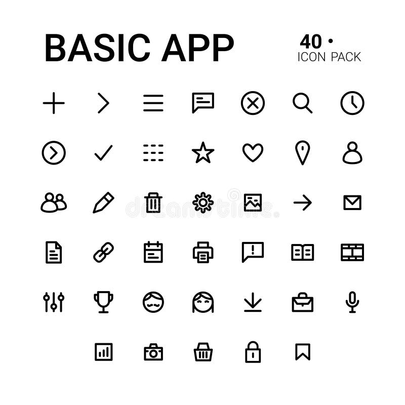 Basic app icon set stock vector. Illustration of design - 94905923