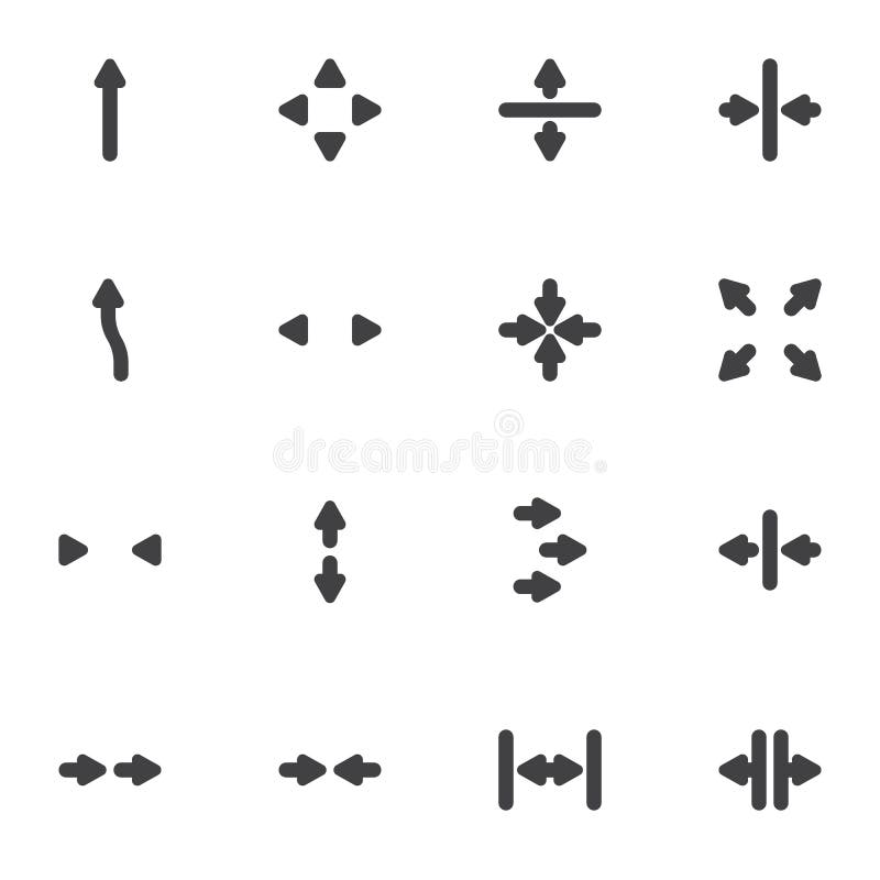 Basic Arrows Vector Icons Set Stock Vector - Illustration of pointer ...