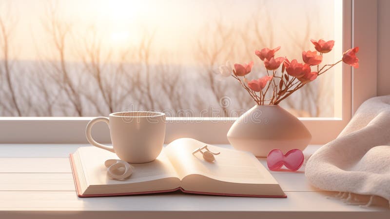 Basic Art of Romance Design with Coffee and Roses Stock Illustration ...