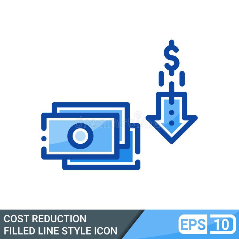 Cost Reduction Icon in Filled Line Style Stock Vector - Illustration of ...