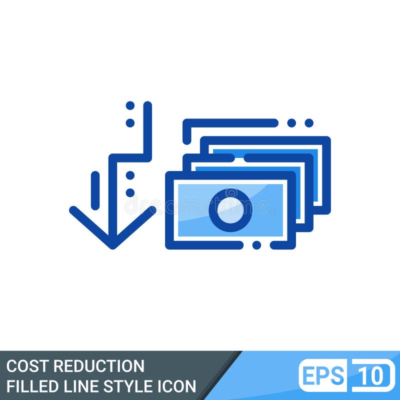 Cost Reduction Icon in Filled Line Style Stock Vector - Illustration of ...