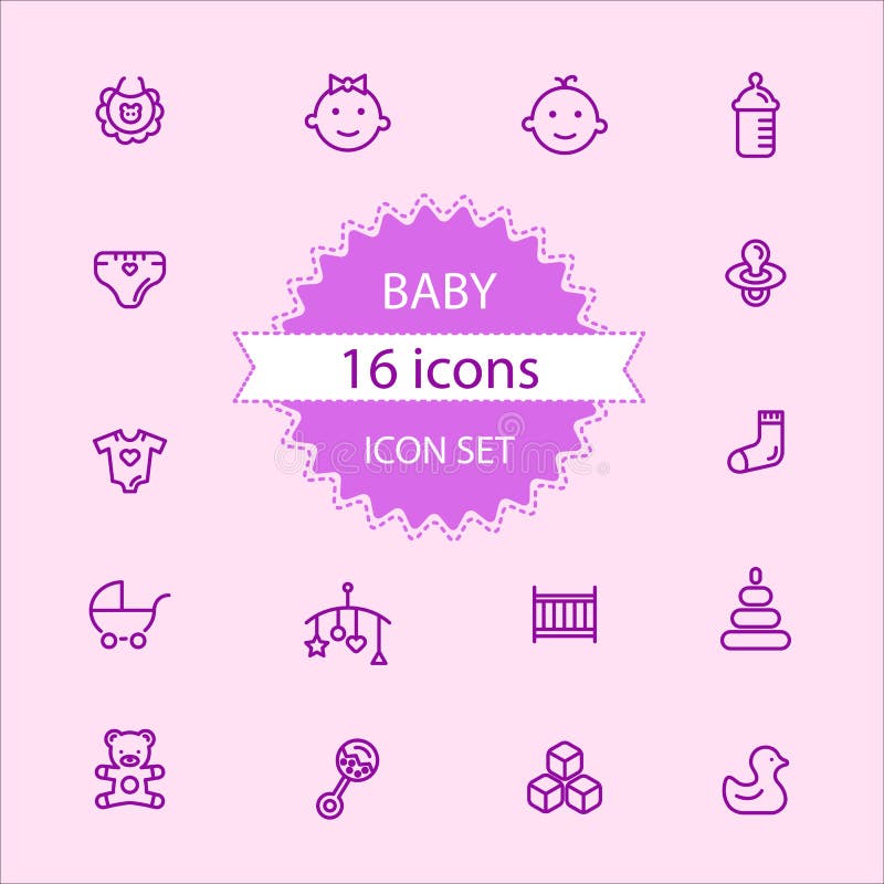 Basic Baby Icon Set 16 Icons Stock Illustrations – 2 Basic Baby Icon ...