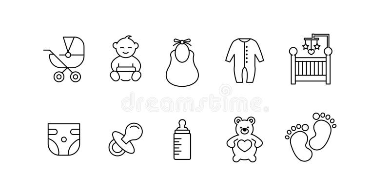 Basic - Baby Icons. Set of Newborn Baby Vector Illustration Isolated on ...
