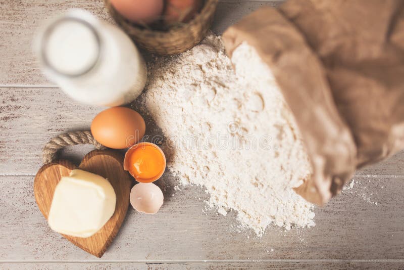 Basic baking ingredients stock photo. Image of homemade - 114087154