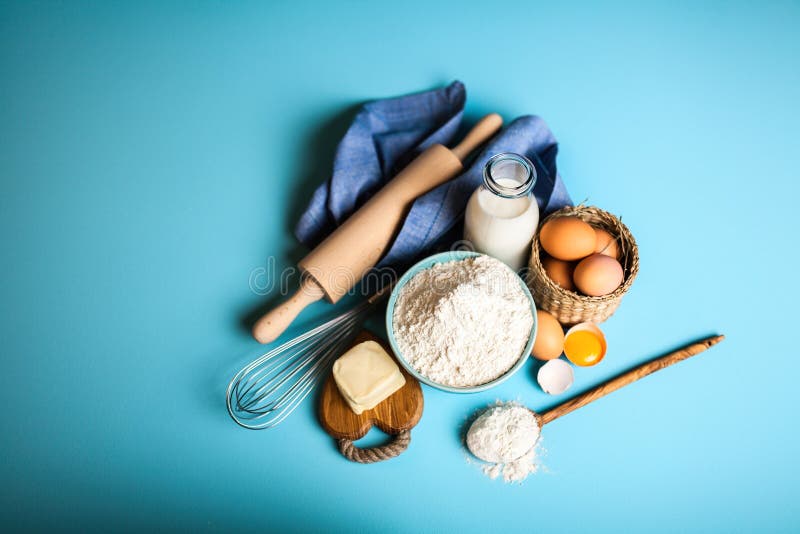 Basic baking ingredients stock photo. Image of bakery - 114587998