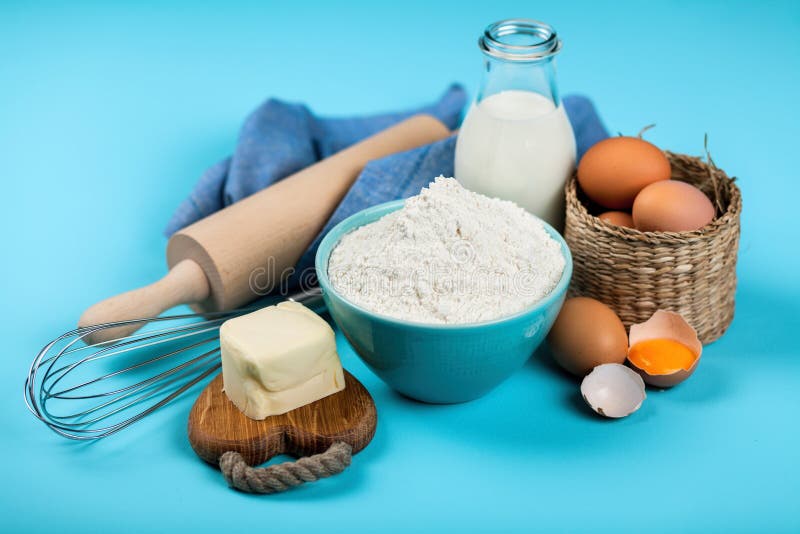 Basic baking ingredients stock image. Image of butter - 114628001