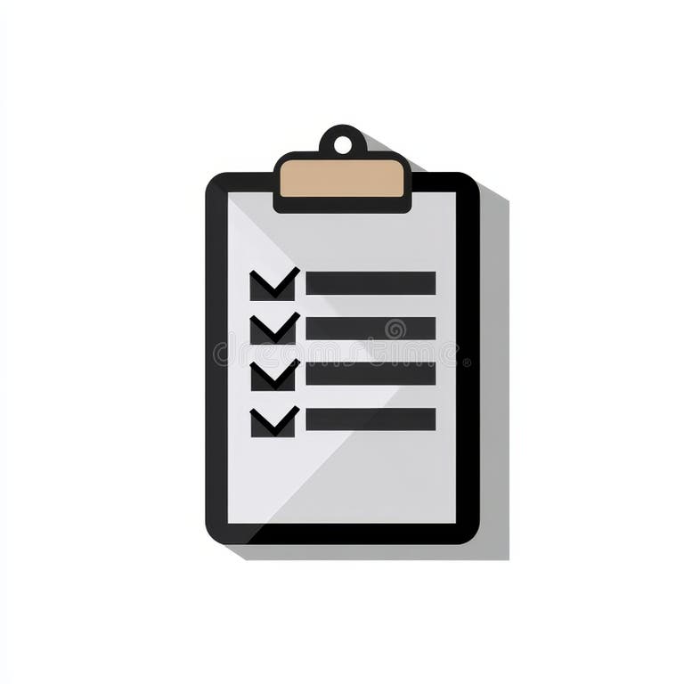 Basic Black Line Drawing Depicting a Checklist Attached To a Clipboard ...