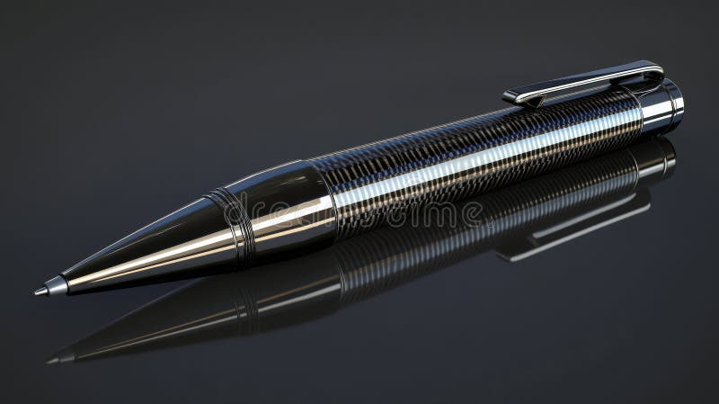 A Basic Black Pen is Placed Horizontally on a White Backdrop, with No ...