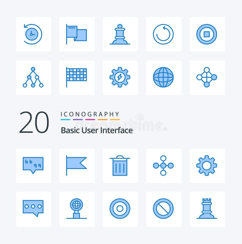 20 Basic Blue Color Icon Pack Like Cog Share Mark Network Central Stock ...