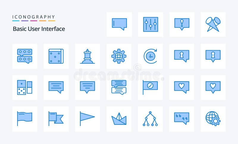 25 Basic Blue icon pack stock vector. Illustration of gambling - 264525257
