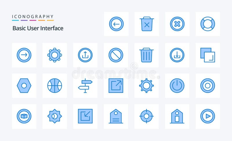 25 Basic Blue icon pack stock vector. Illustration of delete - 264534877