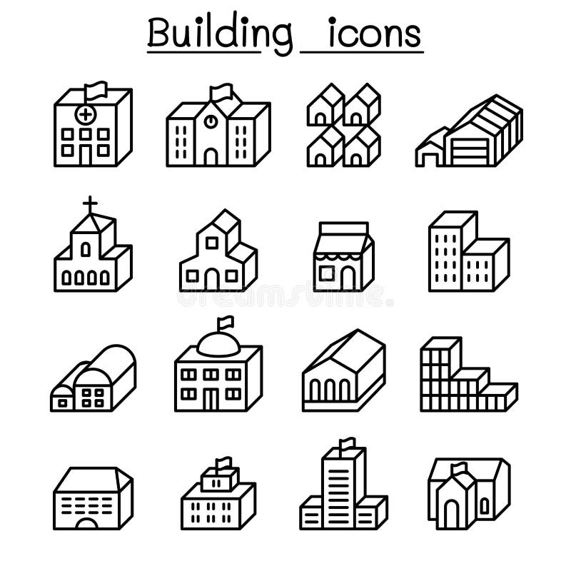 Basic Building icon set stock vector. Illustration of line - 83586157