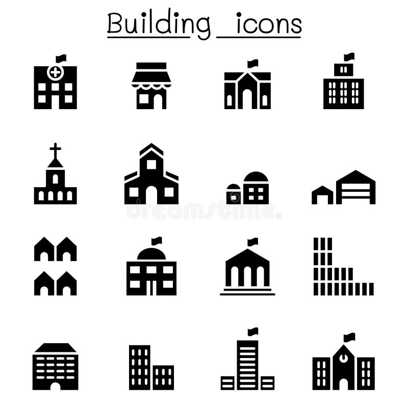 Basic building icon set stock vector. Illustration of farm - 123992944