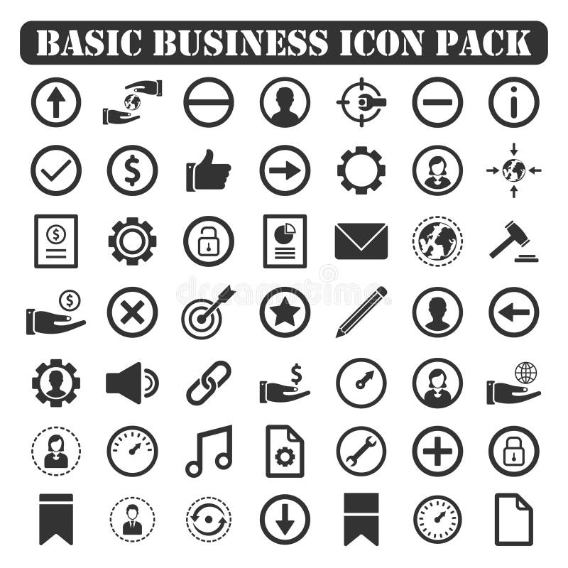 Basic Business Icons Collection Stock Vector - Illustration of ...