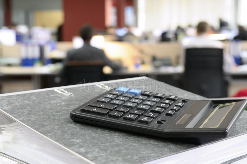 Basic Calculator Against the Background of the Off Stock Photo - Image ...