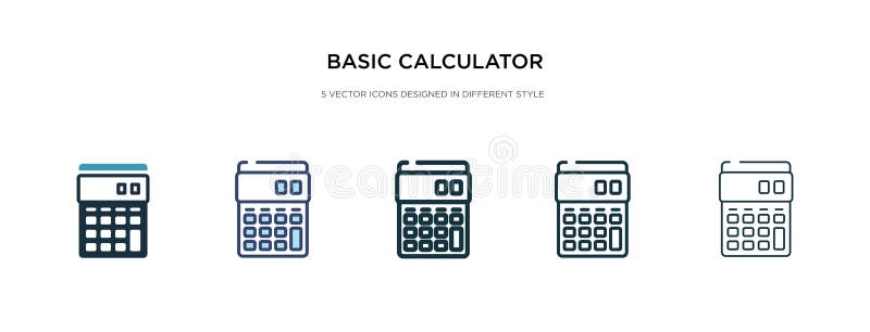 Basic Calculator Icon in Different Style Vector Illustration. Two ...