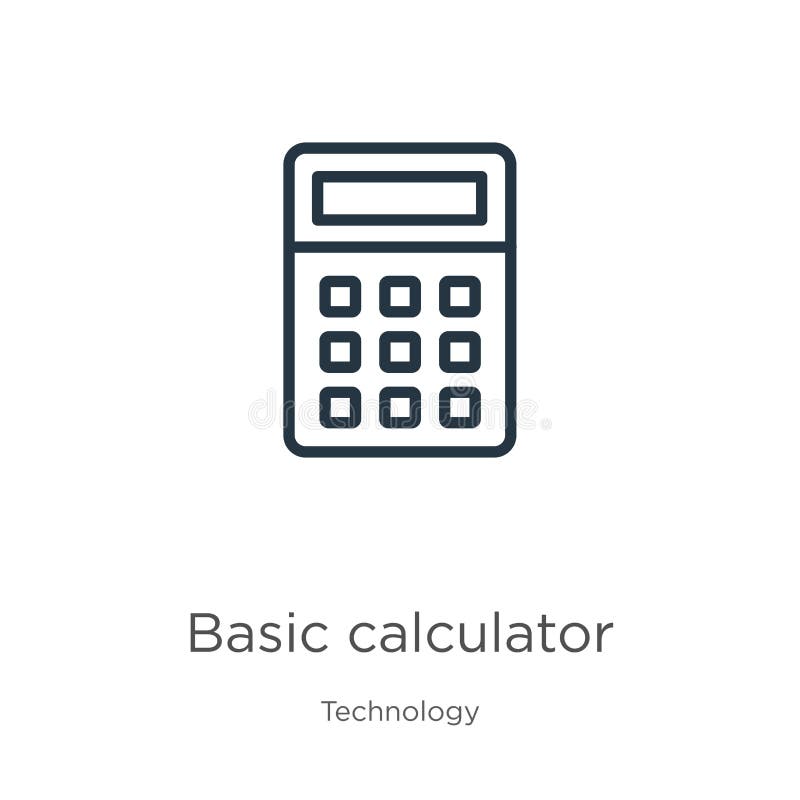 Basic Calculator Icon. Thin Linear Basic Calculator Outline Icon ...