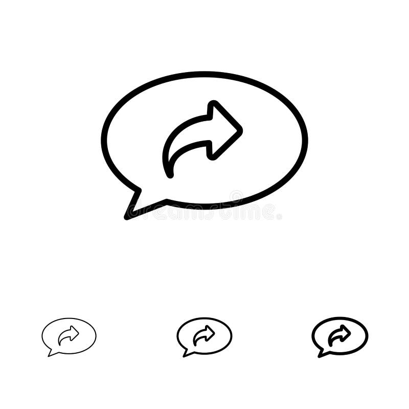 Basic, Chat, Arrow, Right Bold and Thin Black Line Icon Set Stock ...