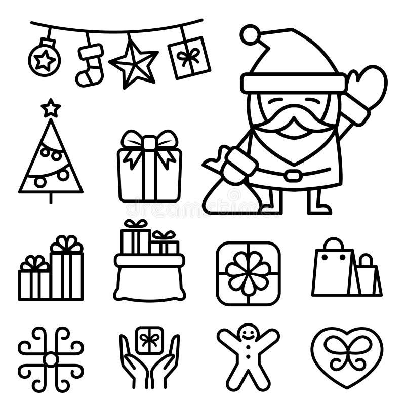 Basic Christmas icons Set stock vector. Illustration of present - 72473385