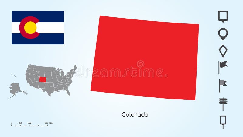 Map of the United States with the Selected State of Colorado and ...