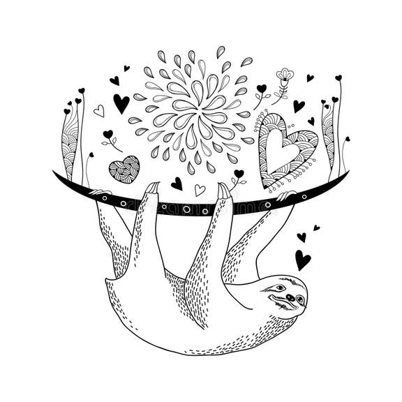 Sloth Outline Stock Illustrations – 1,570 Sloth Outline Stock ...