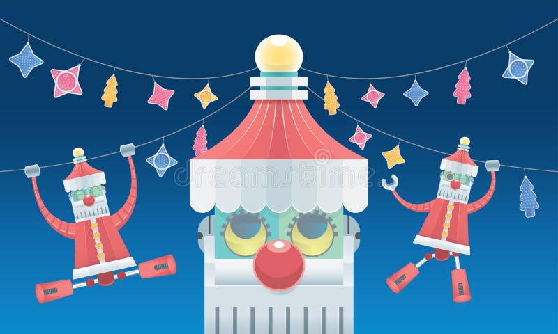 Robot Santa with Various Designs Decorative Lights. Stock Illustration ...