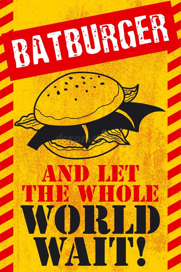 Fake Batburger Commercial Yellow Red Poster Stock Illustration ...