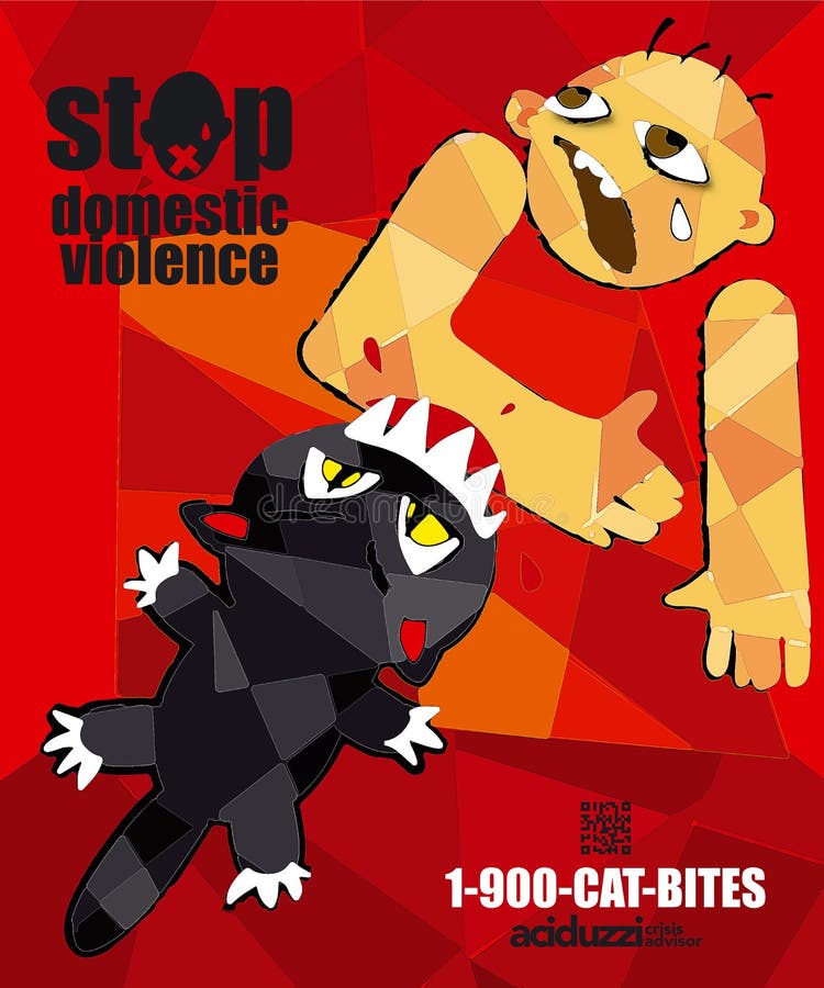 Fake Cat Domestic Violence Movement Poster Stock Illustration ...