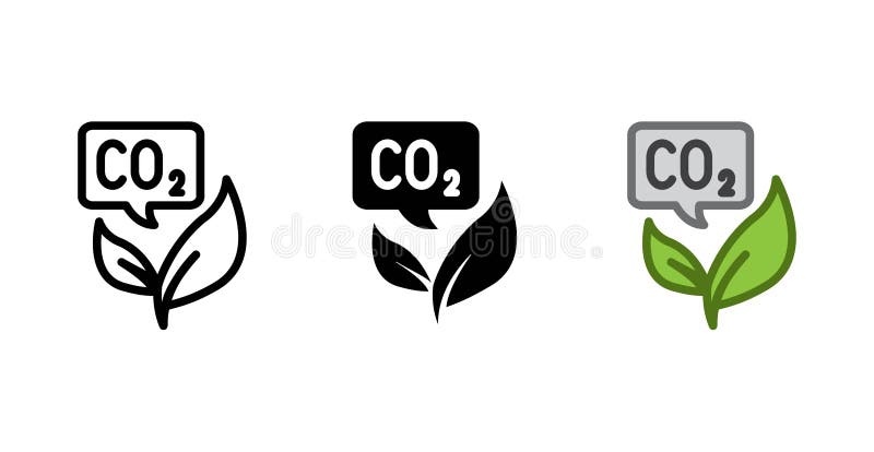 Carbon and Leaf Icon, Carbon Emissions Free , Line Color Vector ...