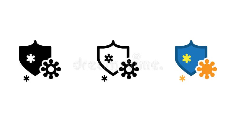 Virus and Shield, Immune System Icon, Vector , Line Color Vector ...