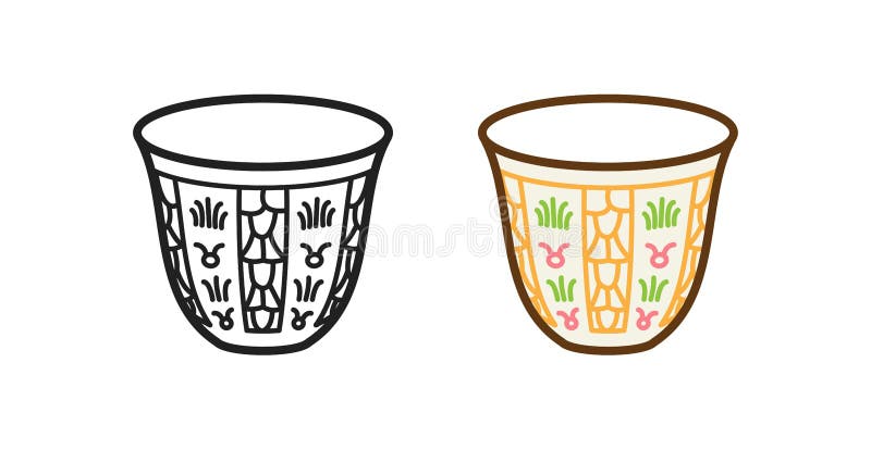 Turkish , Arabic Coffee Cup Icon, Line Color Vector Illustration Stock ...