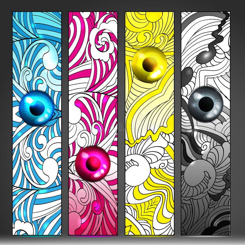 Basic CMYK banners set stock illustration. Illustration of choice ...
