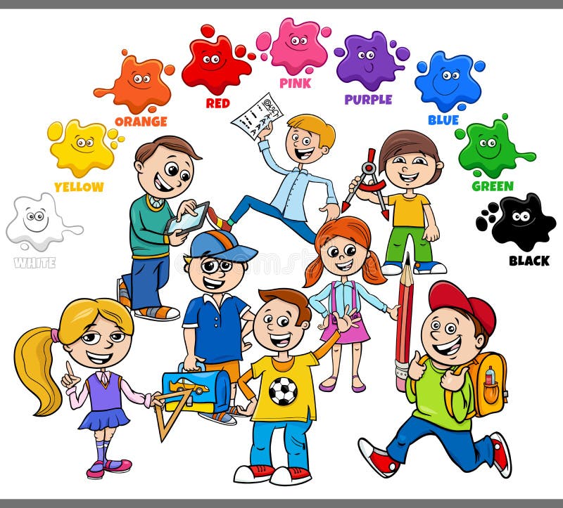 Basic Colors for Children with Group of Athletes Stock Vector ...