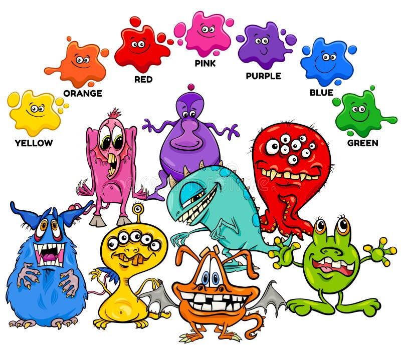 Basic Colors with Monster Characters Group Stock Vector - Illustration ...