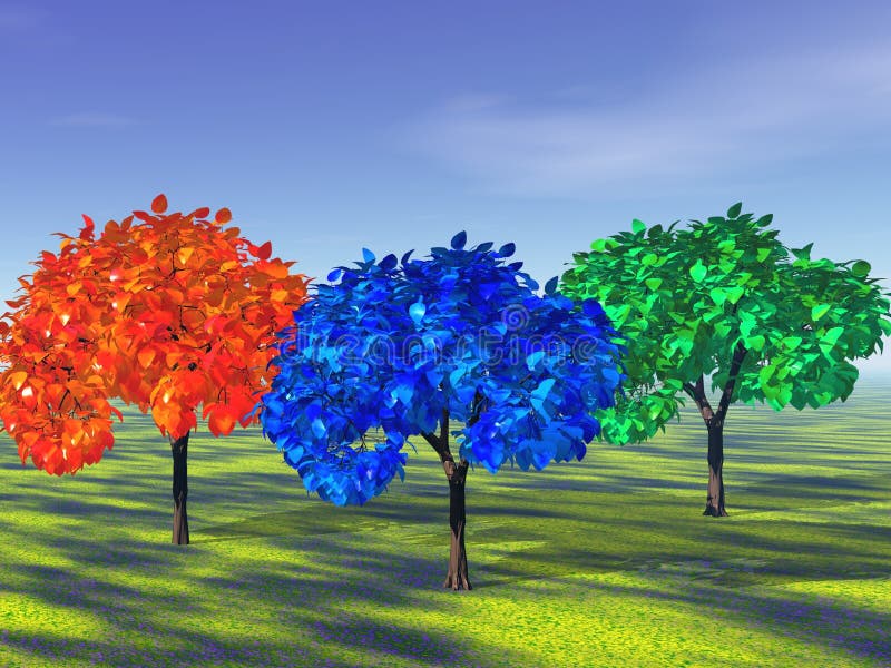 The Basic Colours Represented by Trees Stock Illustration ...