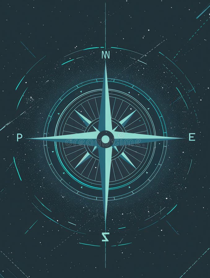 Basic Compass with Clear Lines, Ideal for Navigation Apps. Image Shows ...