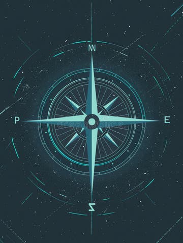 Basic Compass with Clear Lines, Ideal for Navigation Apps. Image Shows ...