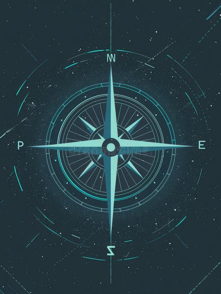 Basic Compass with Clear Lines, Ideal for Navigation Apps. Image Shows ...