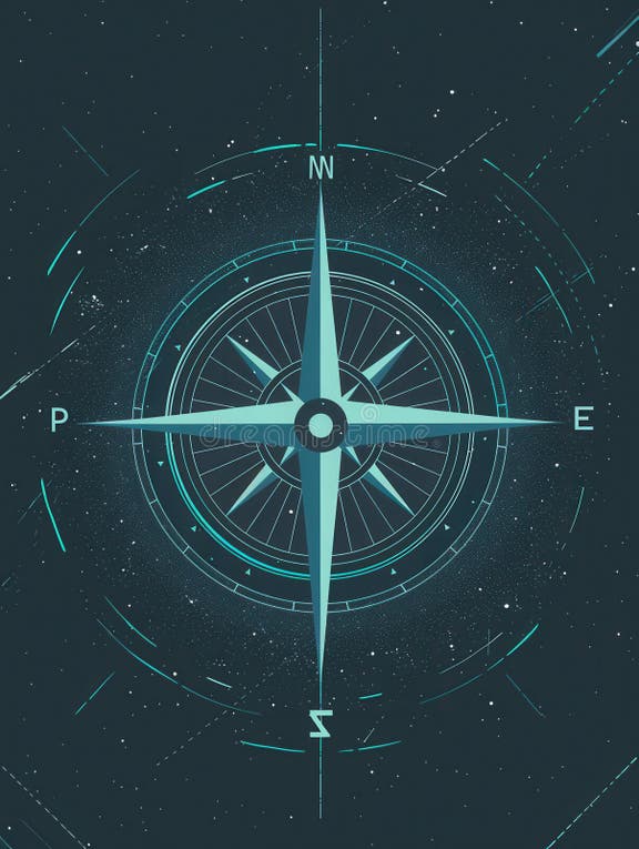 Basic Compass with Clear Lines, Ideal for Navigation Apps. Image Shows ...