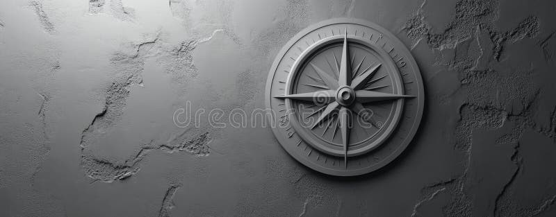 A Basic Compass Rose on a Textured Gray Wall, Showing North, South ...